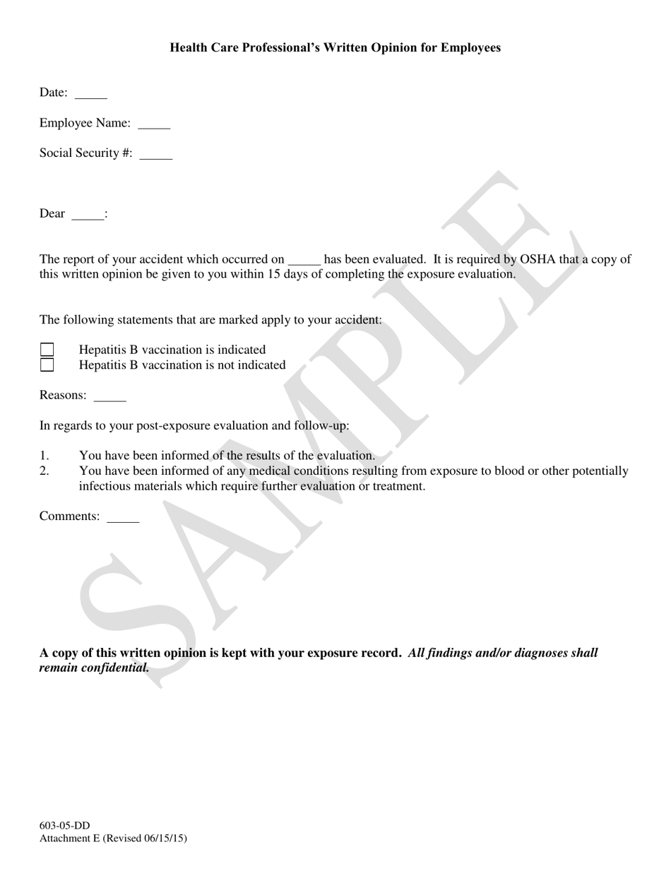 South Carolina Health Care Professional's Written Opinion for Employees ...