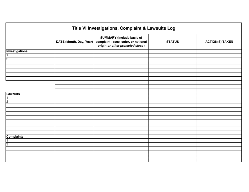 South Dakota Title VI Investigations, Complaint & Lawsuits Log - Fill ...
