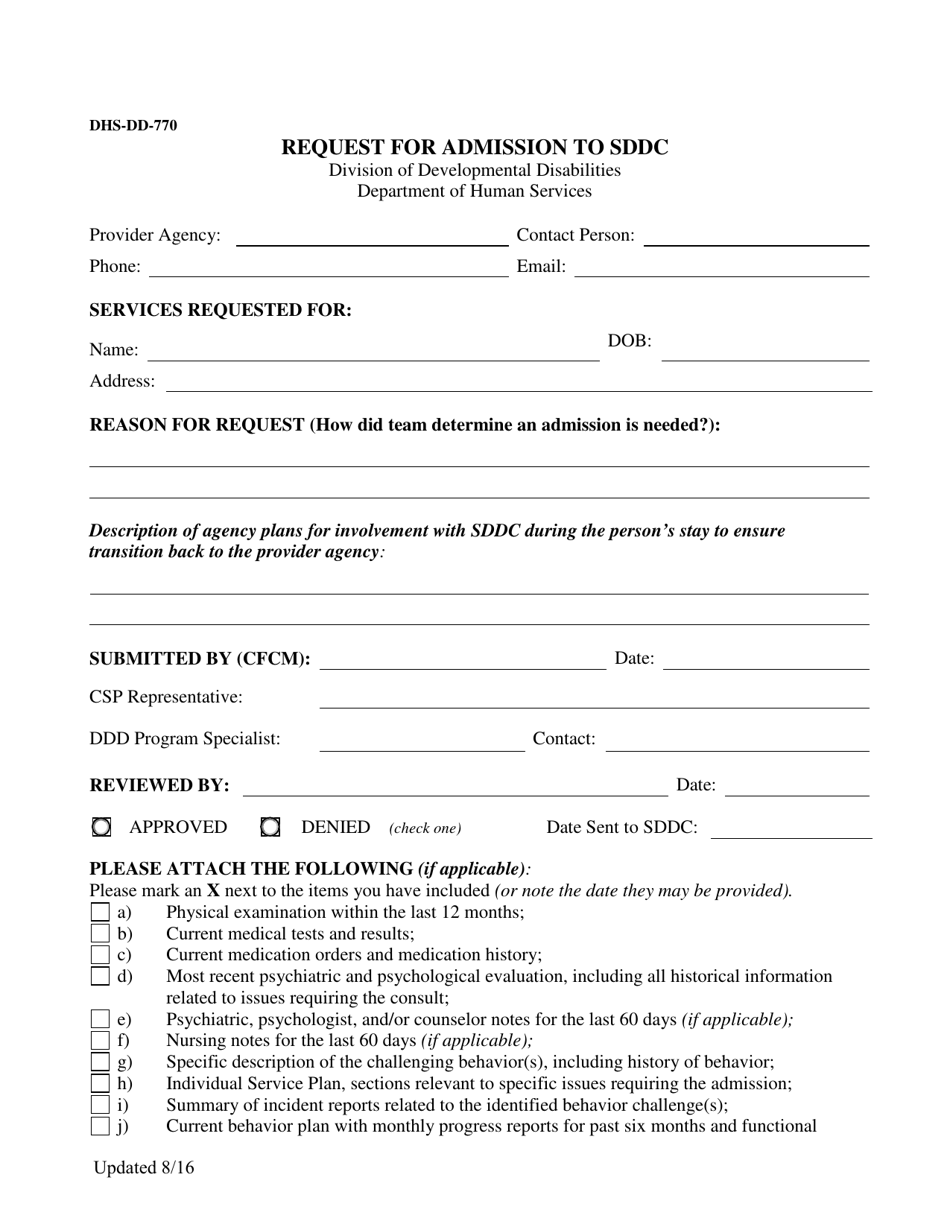 Form DHS-DD-770 - Fill Out, Sign Online and Download Fillable PDF ...