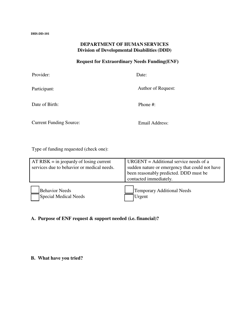 Form DHS-DD-101 - Fill Out, Sign Online and Download Fillable PDF ...