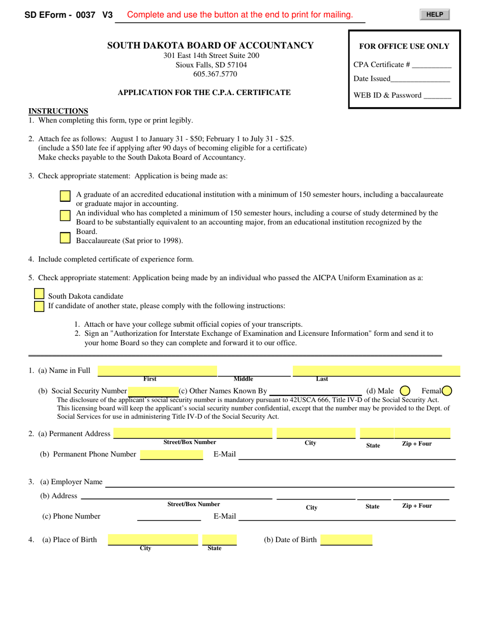 SD Form 0037 (BOA6) - Fill Out, Sign Online and Download Fillable PDF ...
