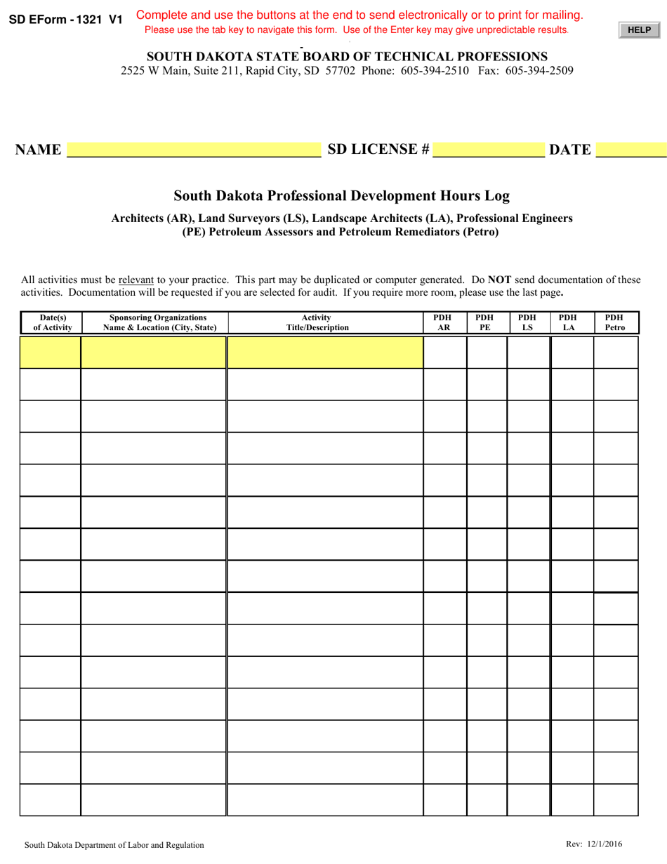 SD Form 1321 - Fill Out, Sign Online and Download Fillable PDF, South ...