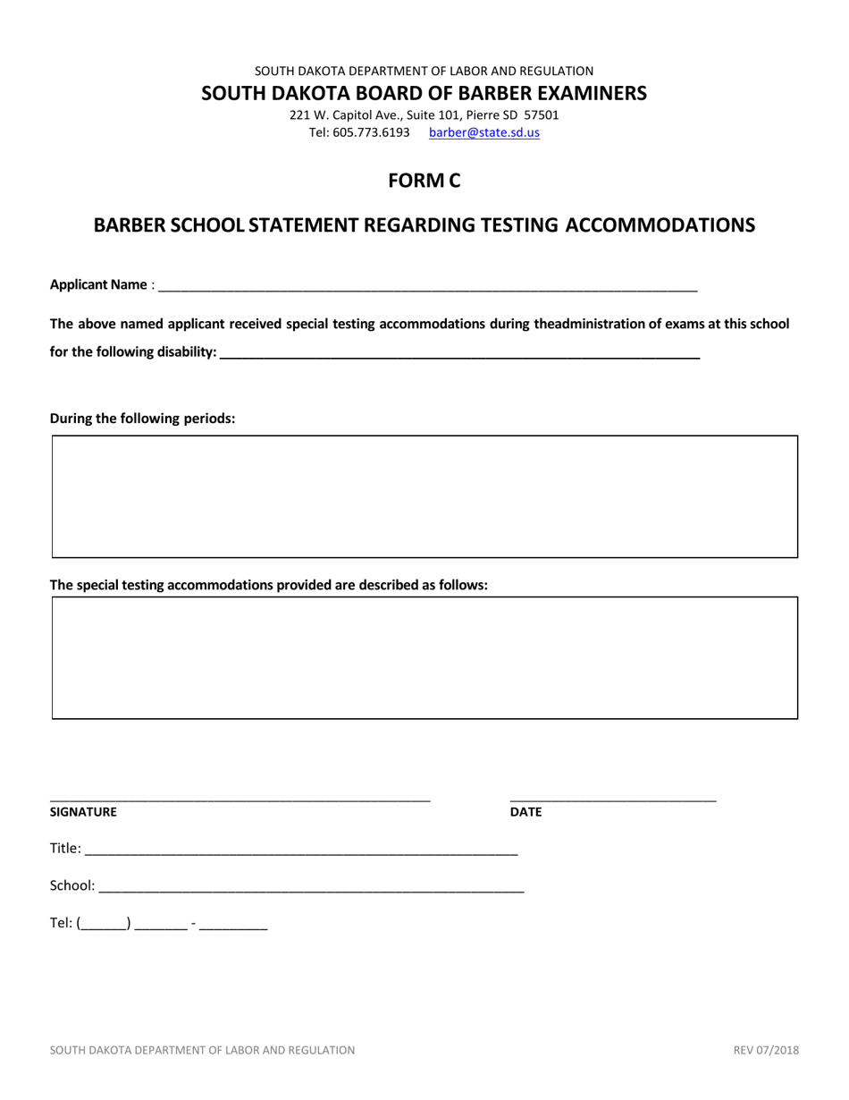 Form C - Fill Out, Sign Online and Download Printable PDF, South Dakota ...