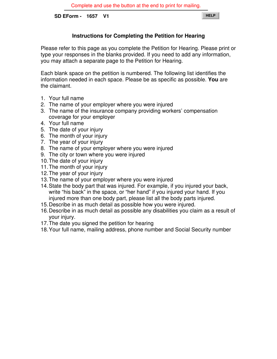 SD Form 1657 - Fill Out, Sign Online and Download Fillable PDF, South ...