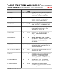 And Then There Were None Character Profile Worksheet Download Printable ...