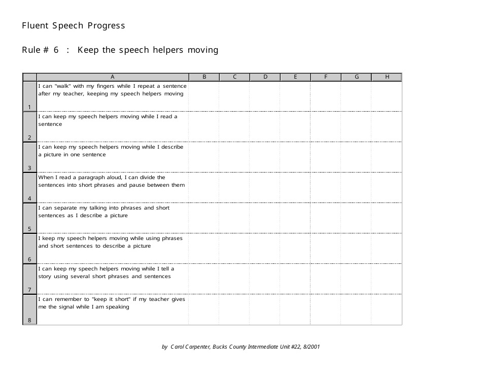 Fluent Speech Progress Tracking Sheet Template - Rule 6 - Carol ...