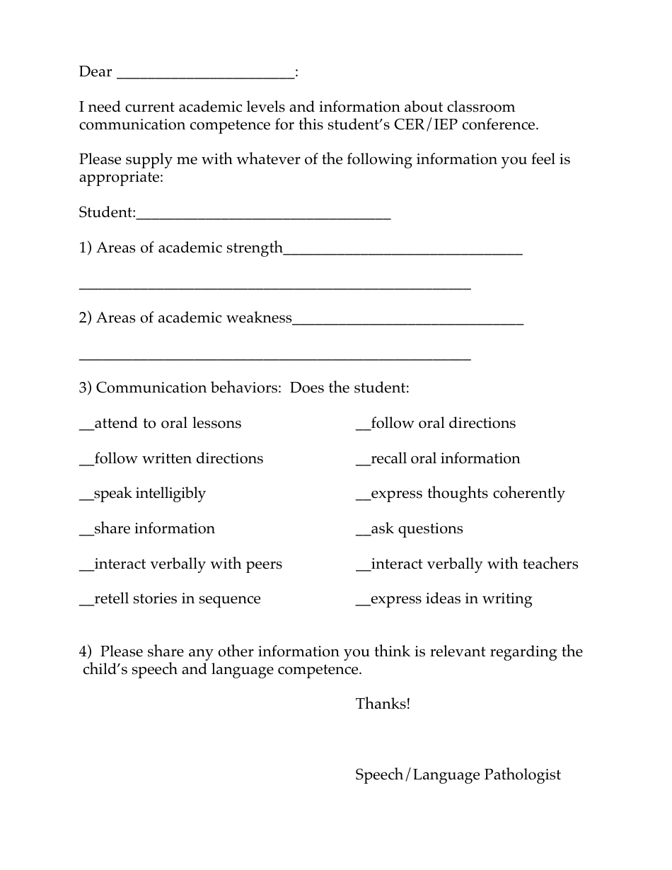 Class Communication Assessment Template Download Printable PDF ...