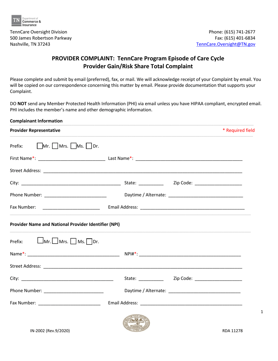 Form IN-2002 - Fill Out, Sign Online and Download Fillable PDF ...