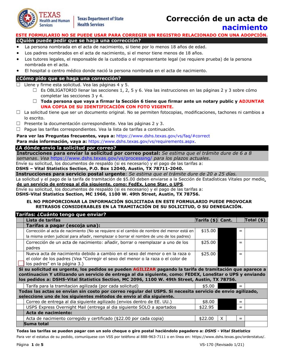 Formulario VS-170 - Fill Out, Sign Online and Download Fillable PDF ...