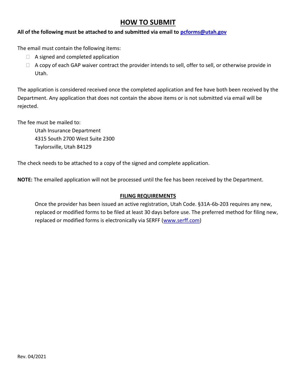 Utah Utah Guaranteed Asset Protection Provider Application Download ...