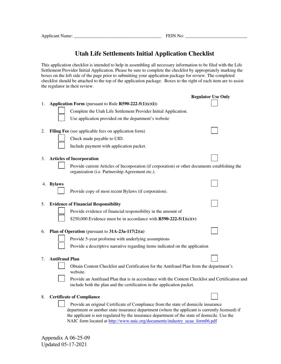 Utah Utah Life Settlement Provider Initial Application - Fill Out, Sign ...
