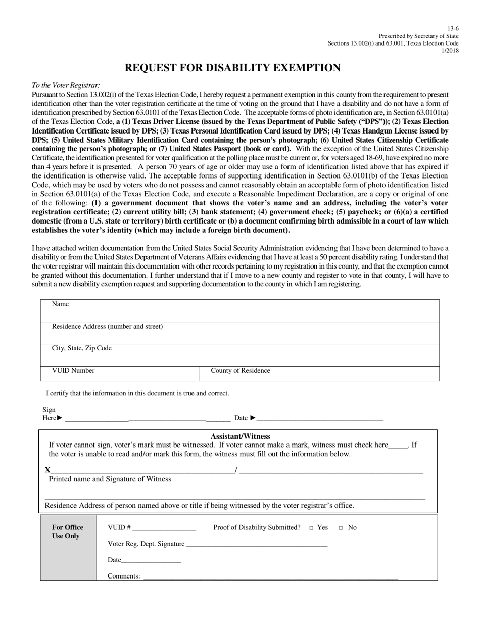 Form 13-6 - Fill Out, Sign Online and Download Printable PDF, Texas ...