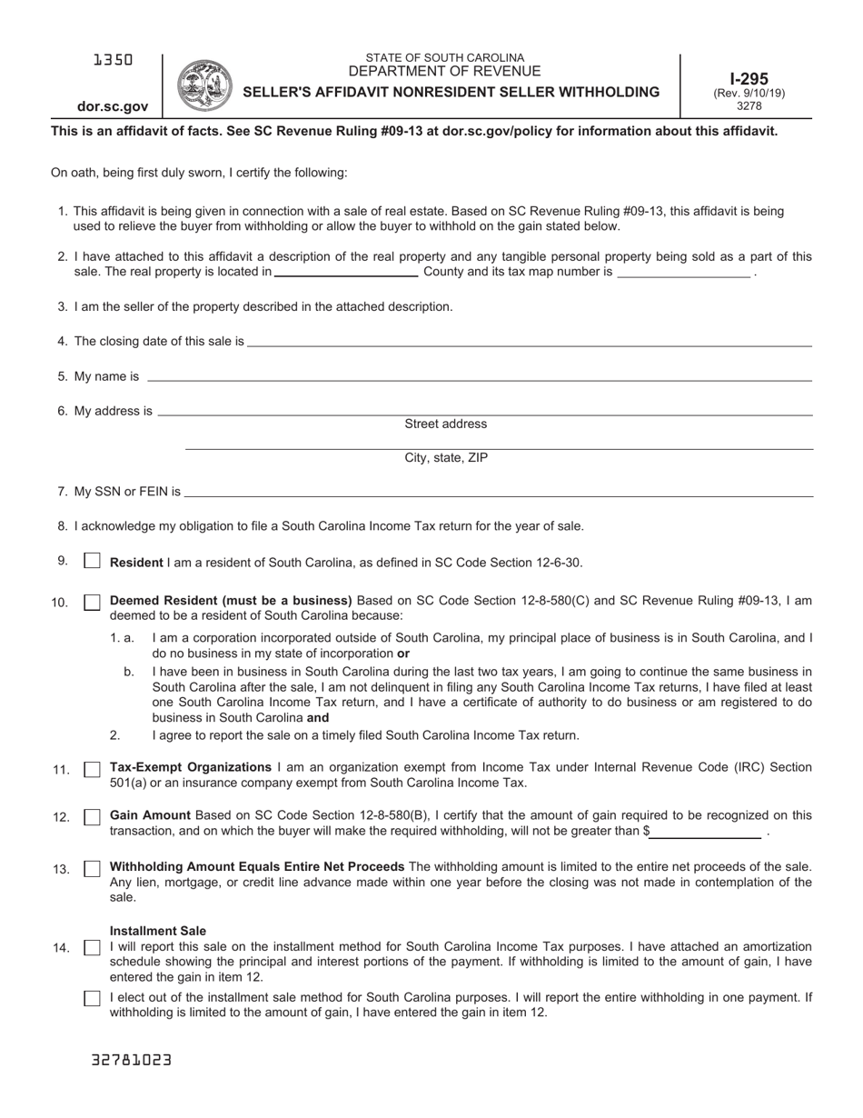 Form I-295 - Fill Out, Sign Online and Download Printable PDF, South ...