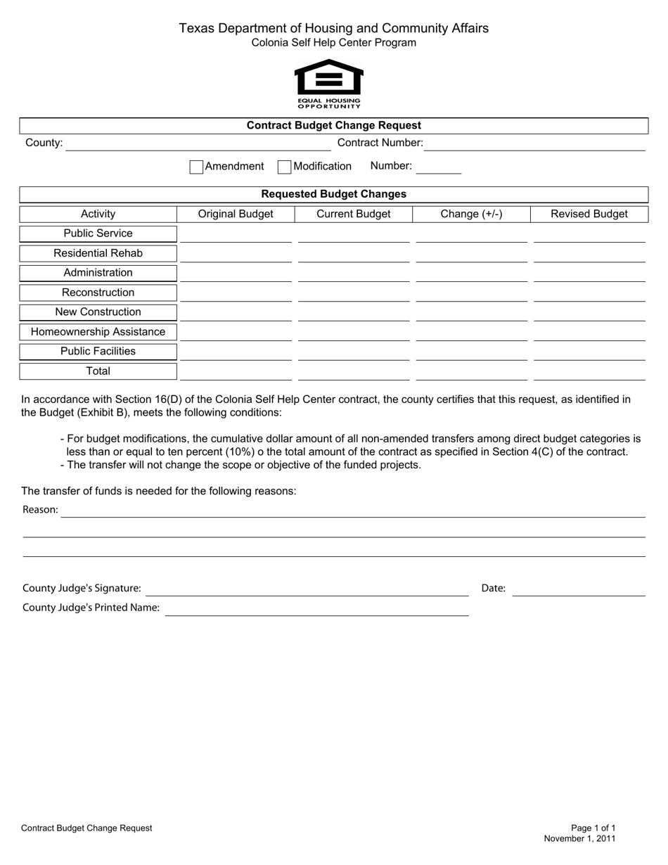 Texas Contract Budget Change Request - Fill Out, Sign Online and ...