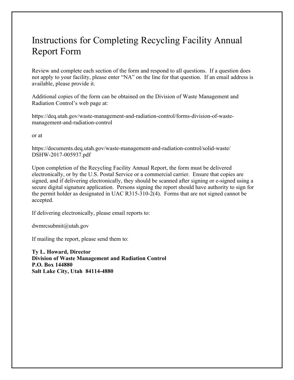 2020 Utah Recycling Facility Annual Report - Fill Out, Sign Online and ...