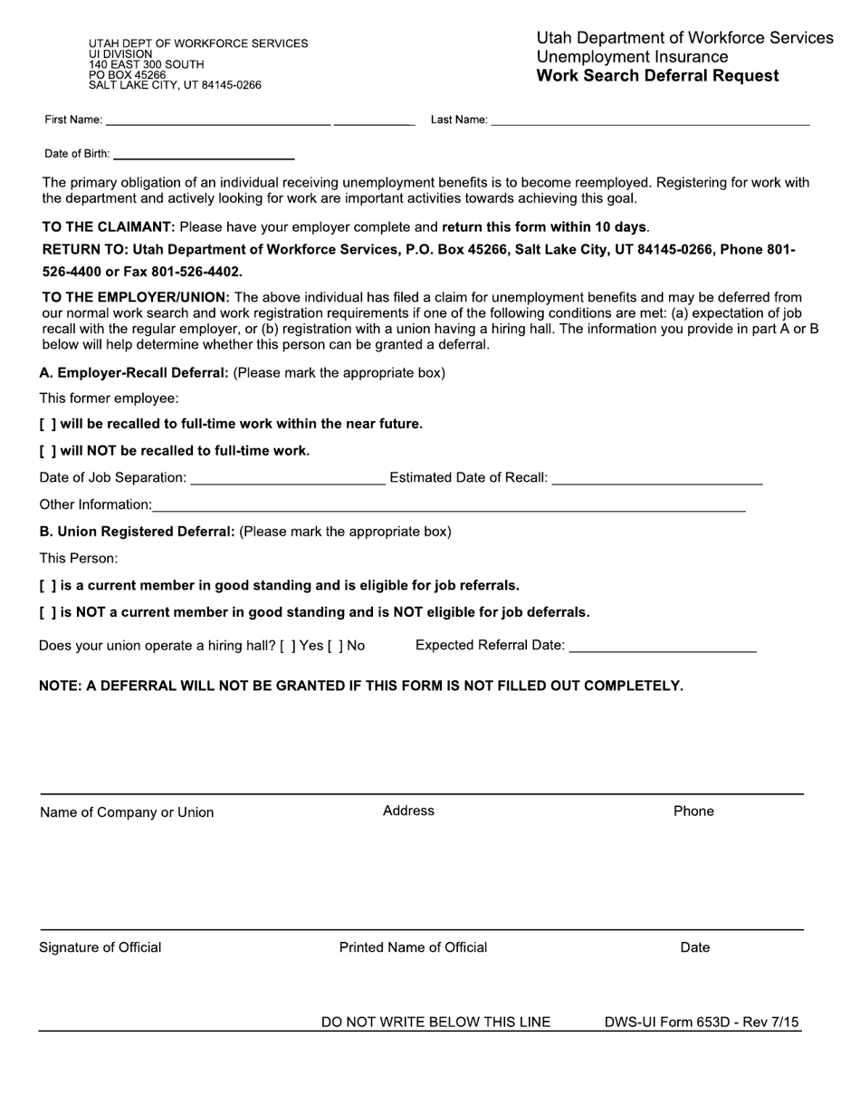 DWS-UI Form 635D - Fill Out, Sign Online and Download Printable PDF ...