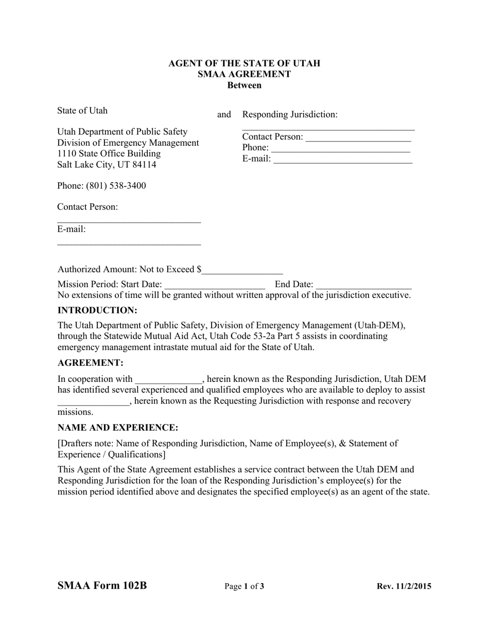 SMAA Form 102B - Fill Out, Sign Online and Download Printable PDF, Utah ...