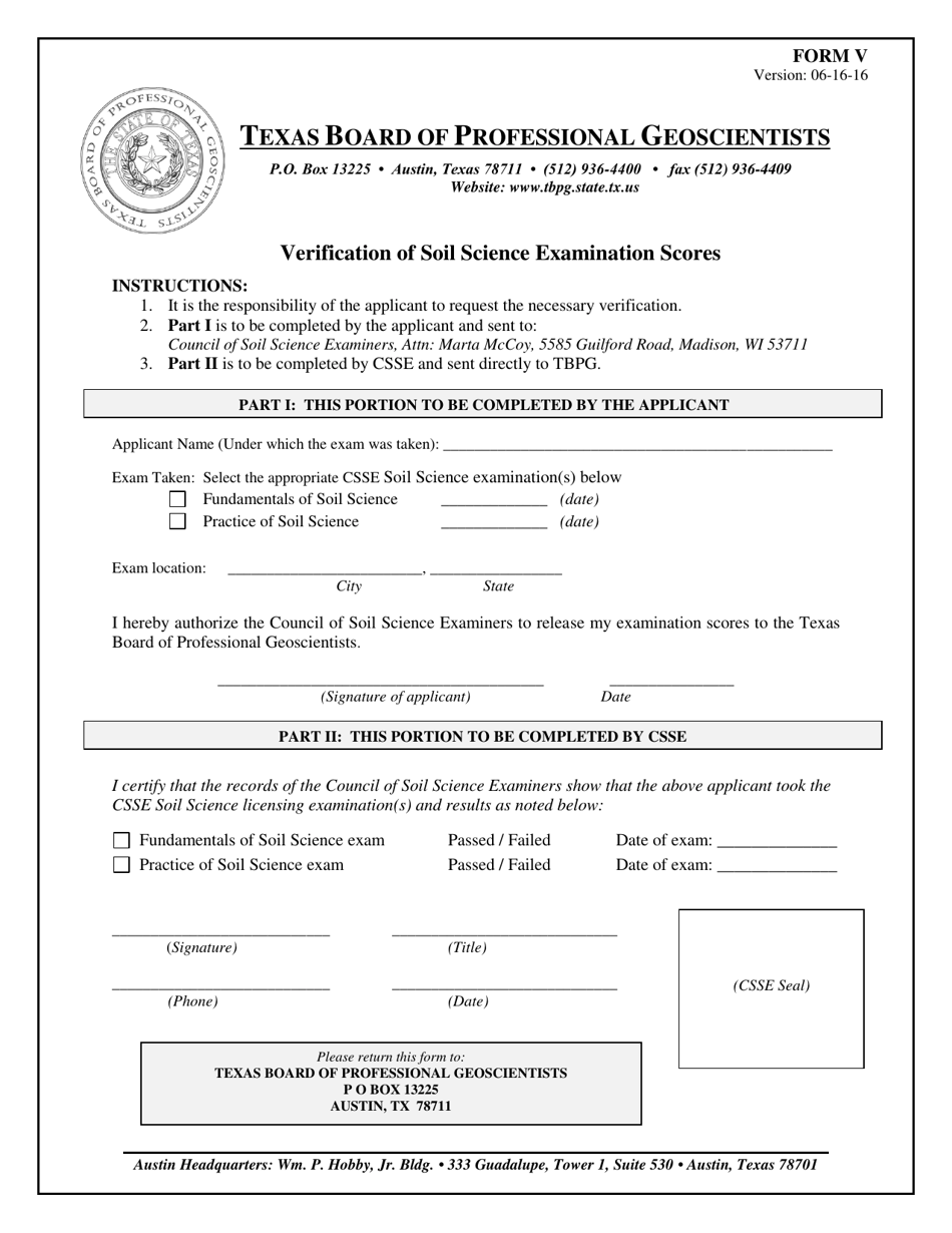 Form V - Fill Out, Sign Online and Download Printable PDF, Texas ...