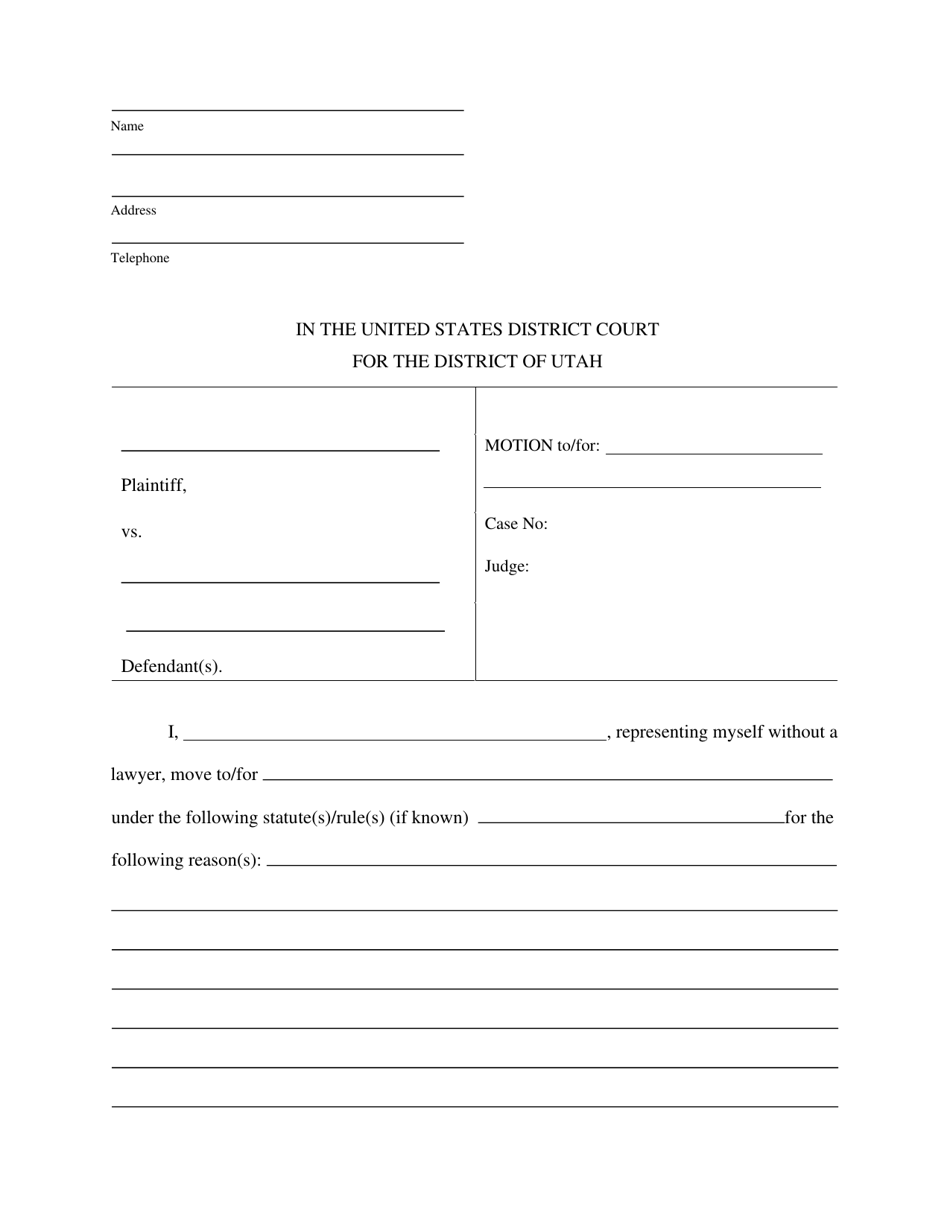 Utah Motion - Fill Out, Sign Online and Download PDF | Templateroller