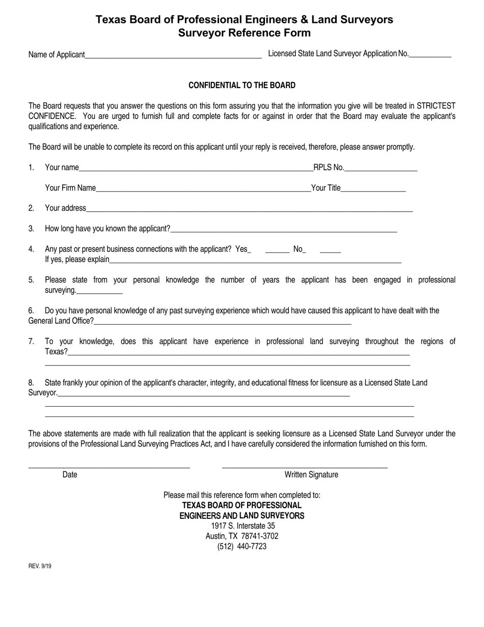 Texas Surveyor Reference Form - Fill Out, Sign Online and Download PDF ...
