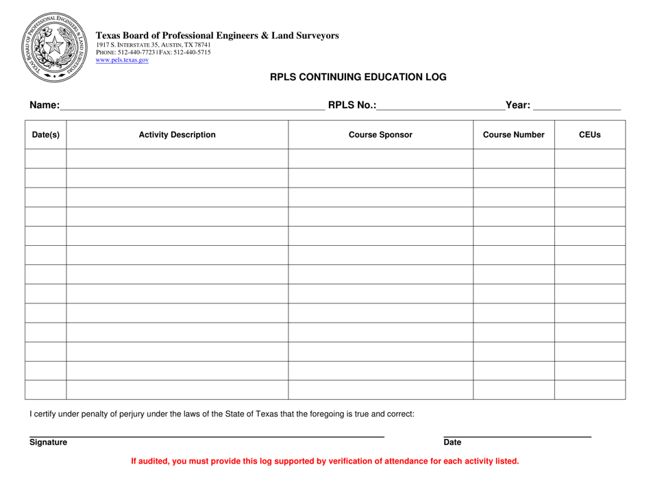Texas Rpls Continuing Education Log - Fill Out, Sign Online and ...