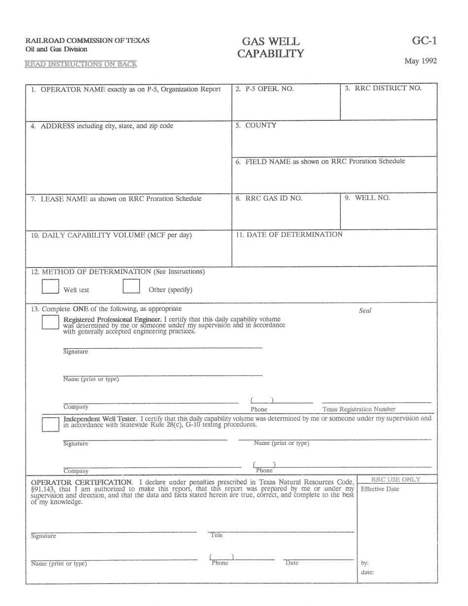 Form GC-1 - Fill Out, Sign Online and Download Printable PDF, Texas ...