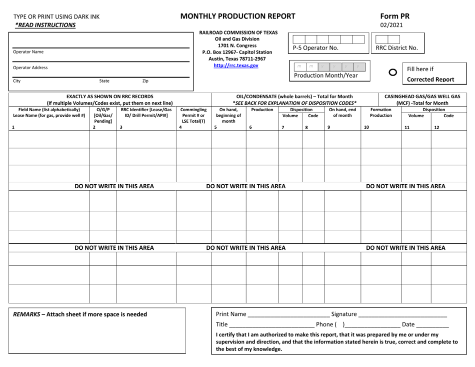 Form PR - Fill Out, Sign Online and Download Fillable PDF, Texas ...