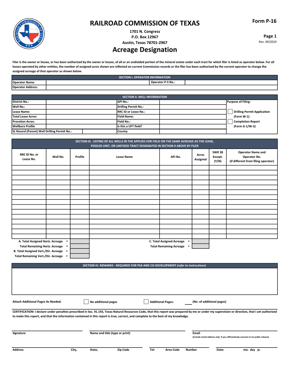 Form P-16 - Fill Out, Sign Online and Download Printable PDF, Texas ...
