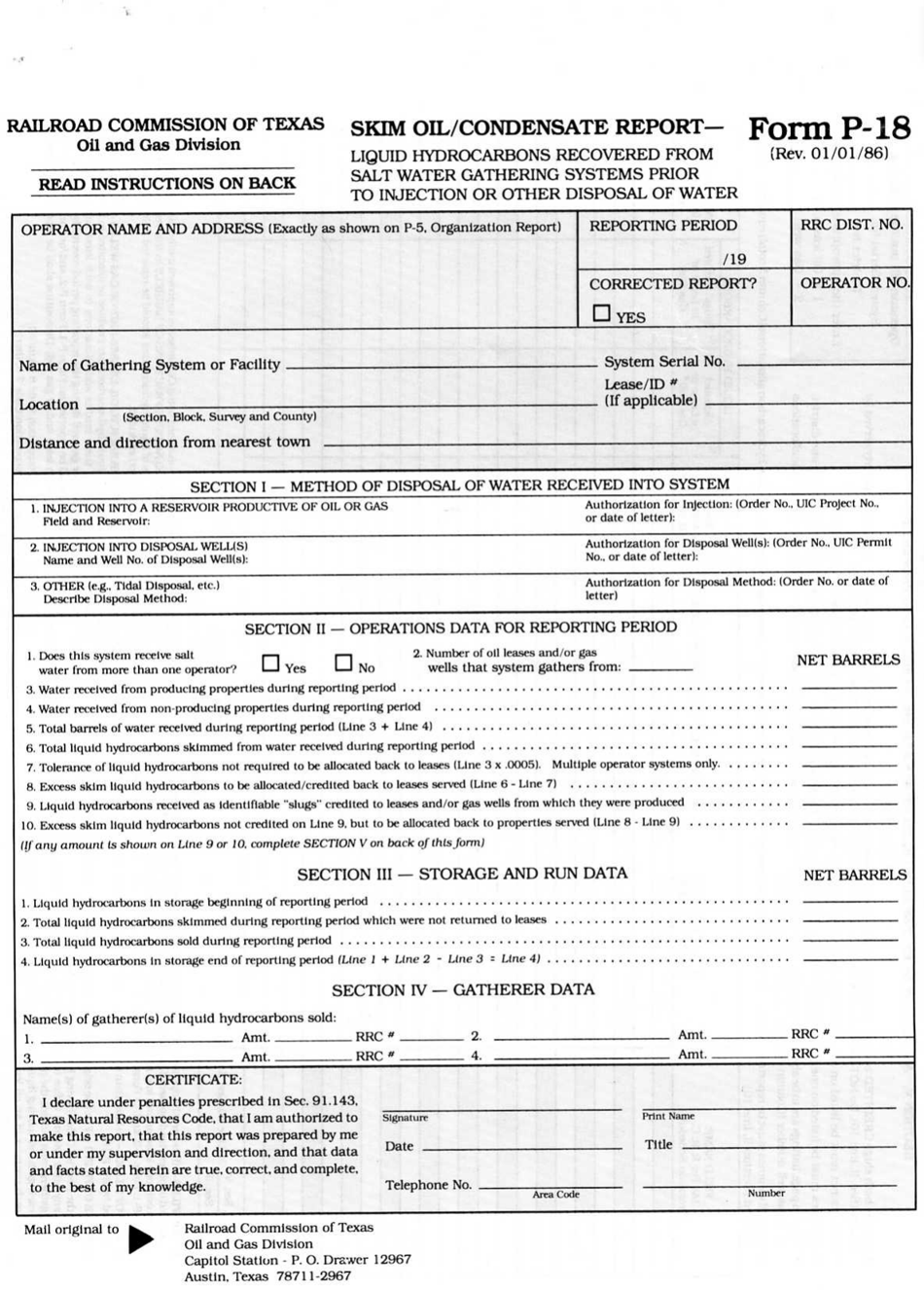 Form P-18 - Fill Out, Sign Online and Download Printable PDF, Texas ...
