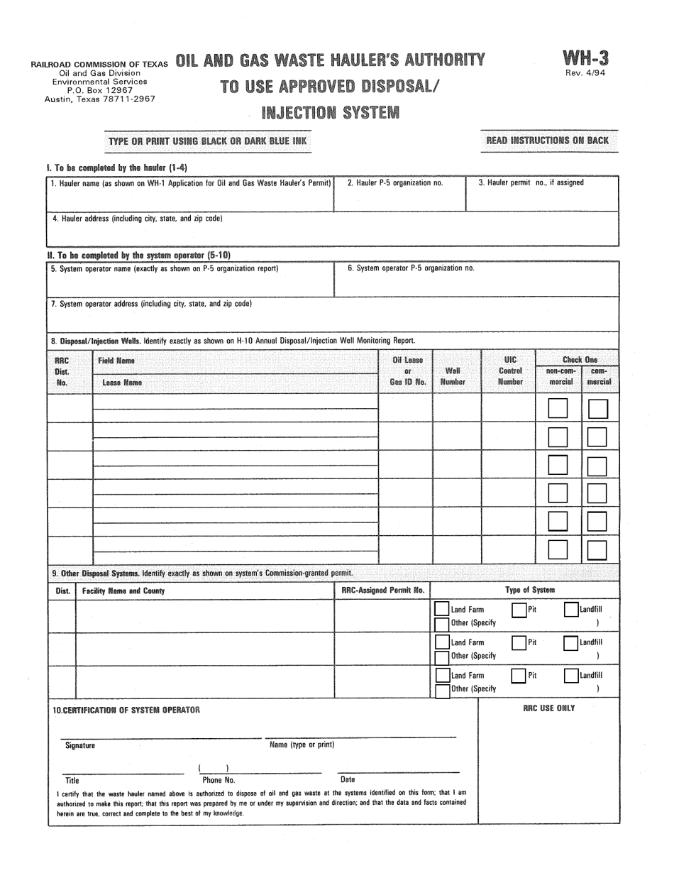 Form WH-3 - Fill Out, Sign Online and Download Fillable PDF, Texas | Templateroller