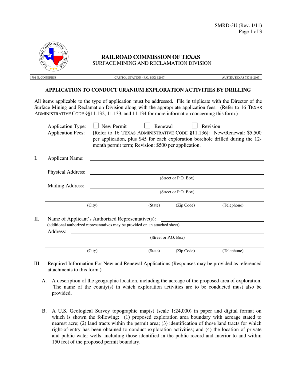 Form SMRD-3U - Fill Out, Sign Online and Download Printable PDF, Texas ...