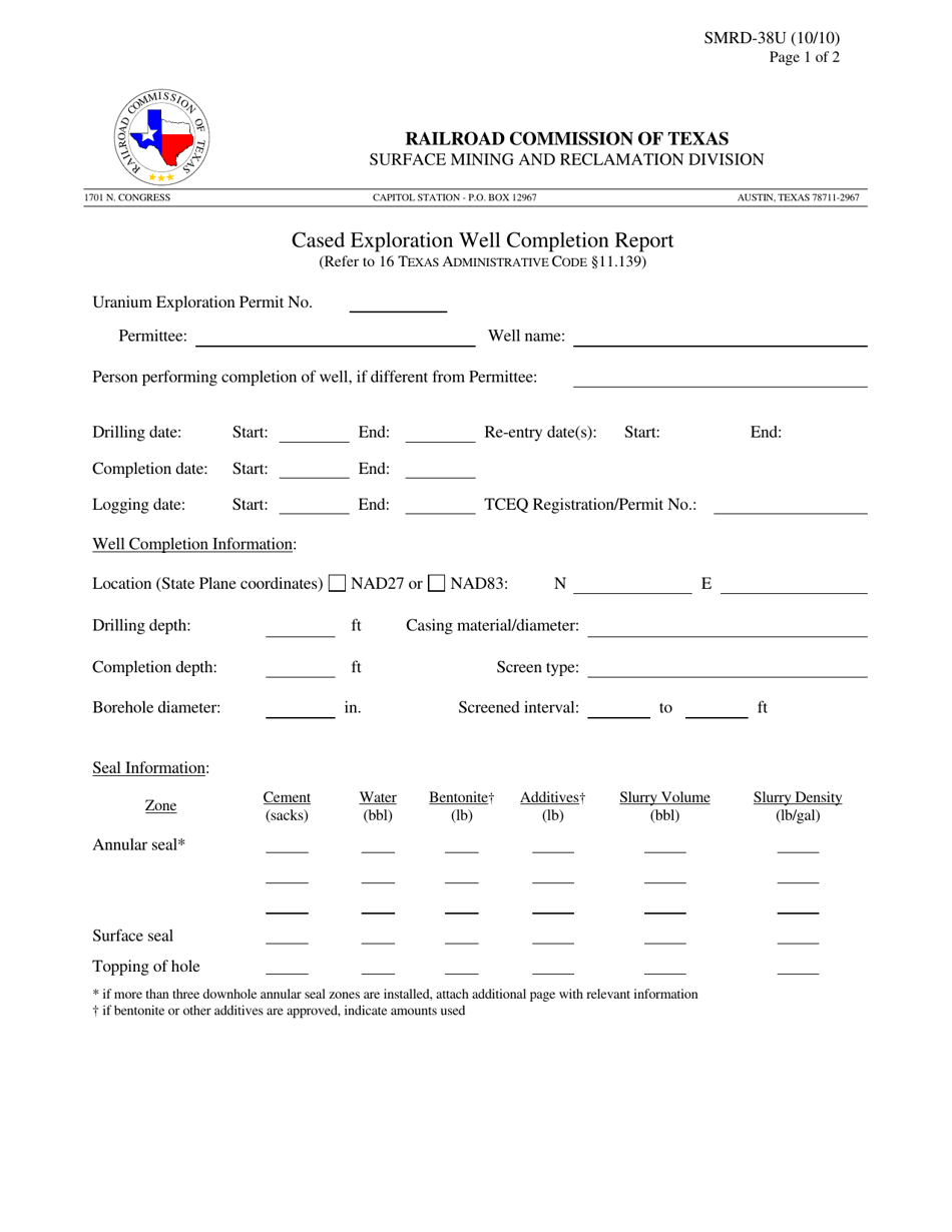 Form SMRD-38U - Fill Out, Sign Online and Download Printable PDF, Texas ...
