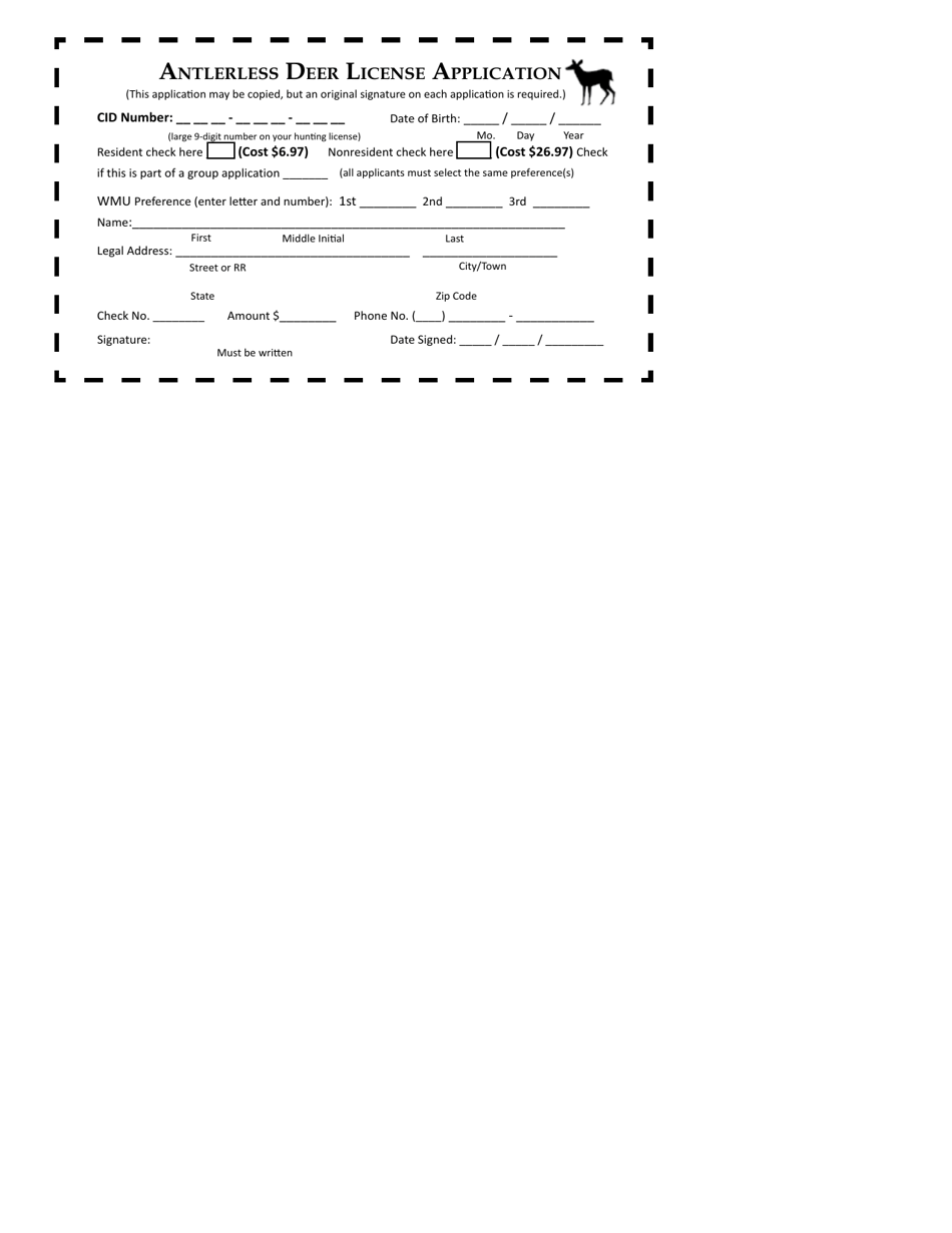 Pennsylvania Antlerless Deer License Application Download Fillable PDF | Templateroller