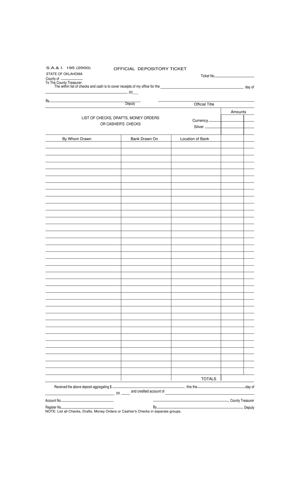 Form S.A.& I.195 - Fill Out, Sign Online and Download Fillable PDF ...