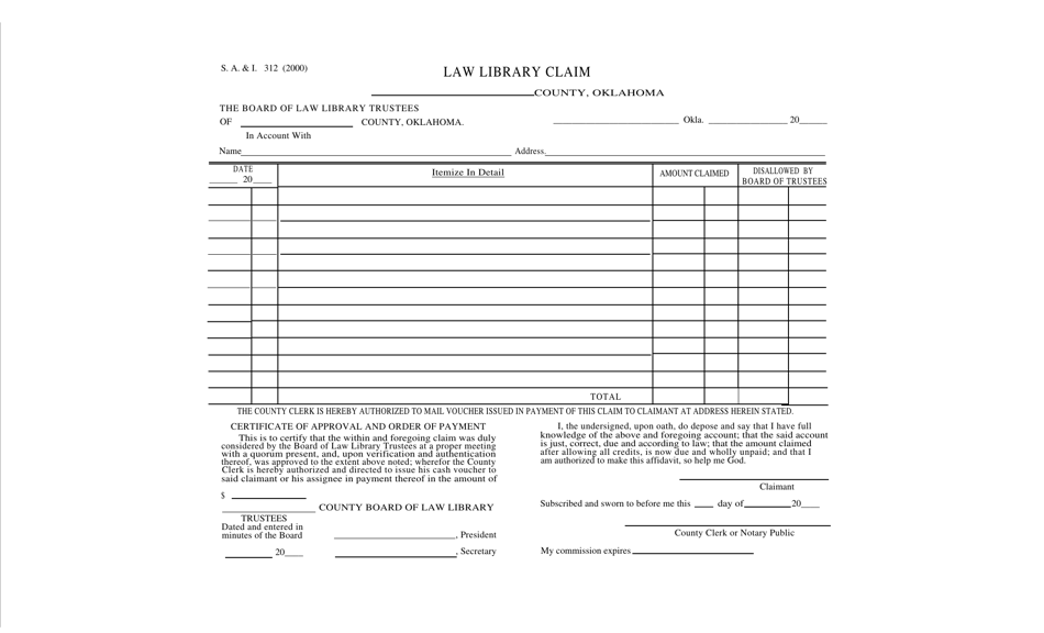 Form S.A.& I.312 - Fill Out, Sign Online and Download Printable PDF ...