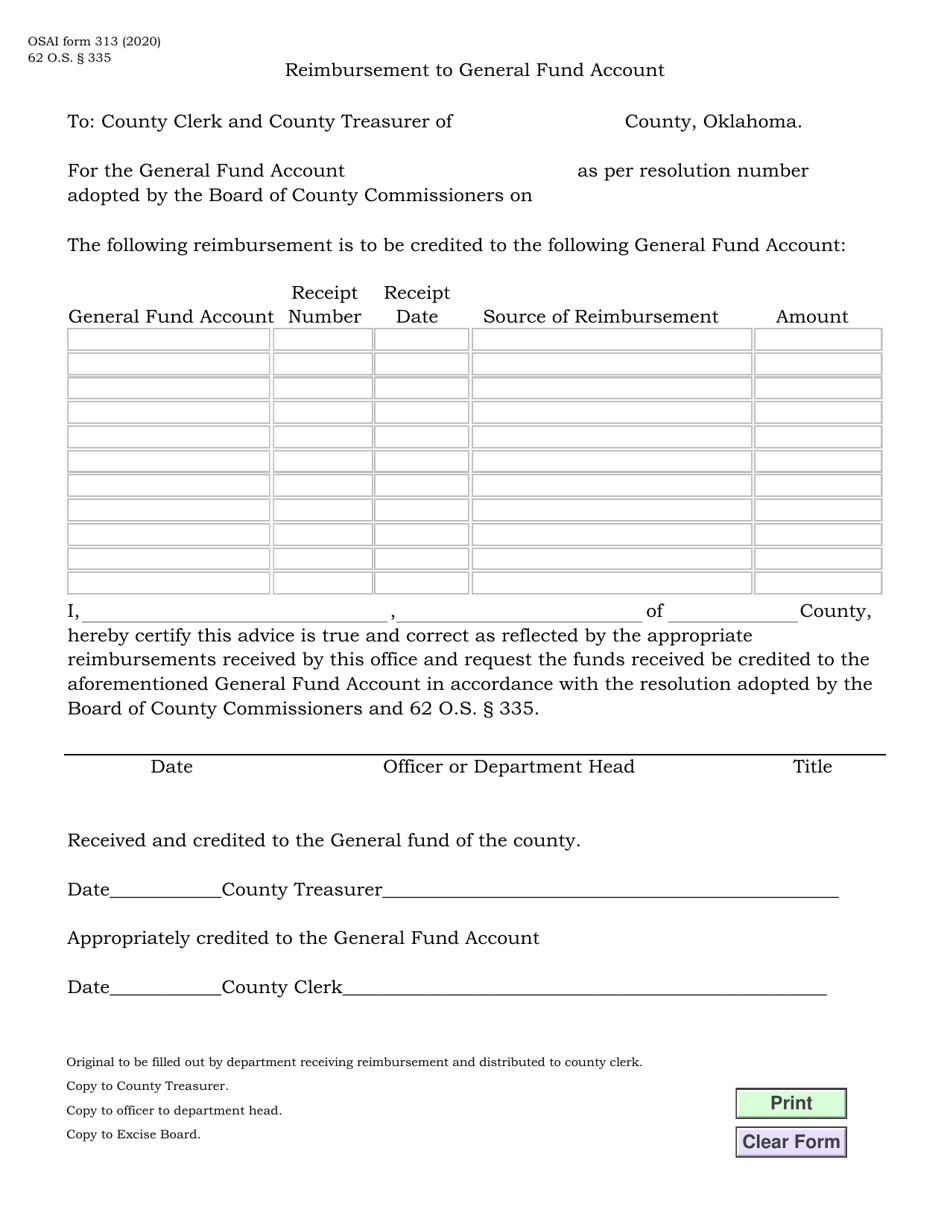 OSAI Form 313 - Fill Out, Sign Online and Download Fillable PDF ...