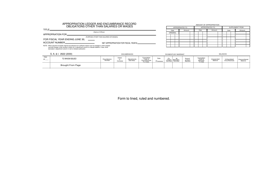 Form S.A.& I.2622 - Fill Out, Sign Online and Download Fillable PDF ...