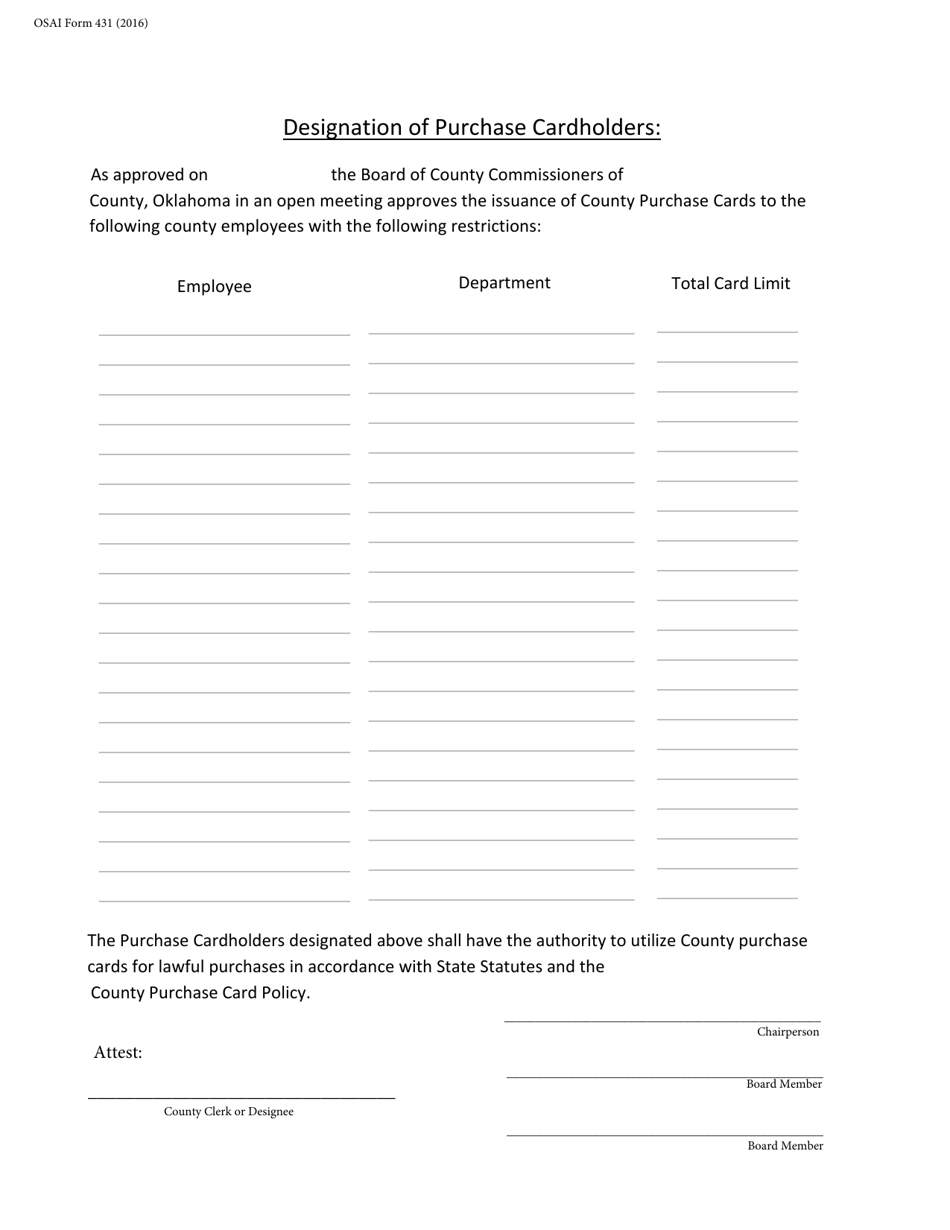 OSAI Form 431 - Fill Out, Sign Online and Download Fillable PDF ...