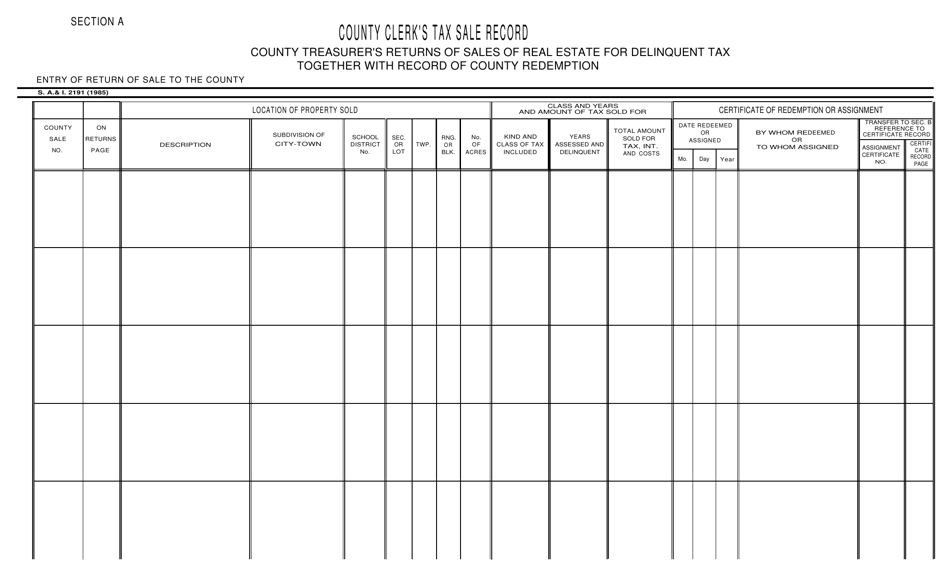 Form S.A.& I.2191 - Fill Out, Sign Online and Download Printable PDF ...