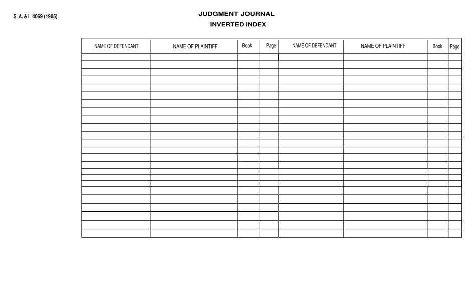 Form S.A.& I.4069 Download Fillable PDF or Fill Online Judgment Journal ...
