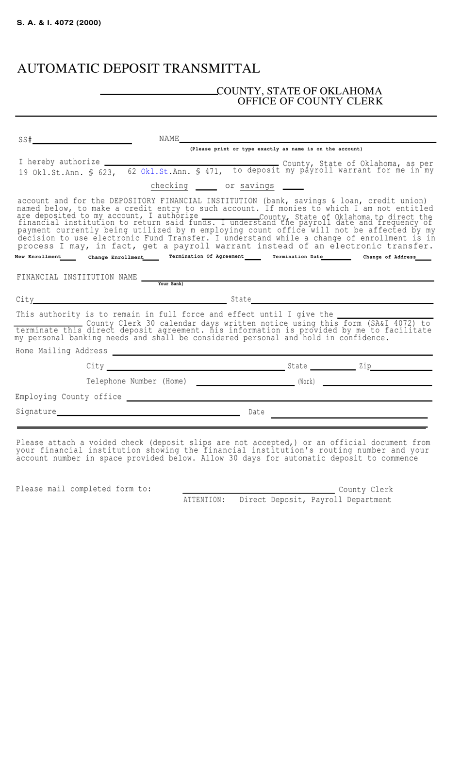 Form S.A.& I.4072 - Fill Out, Sign Online and Download Printable PDF ...