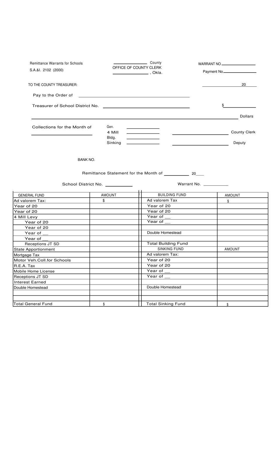 Form S.A.& I.2102 - Fill Out, Sign Online and Download Printable PDF ...