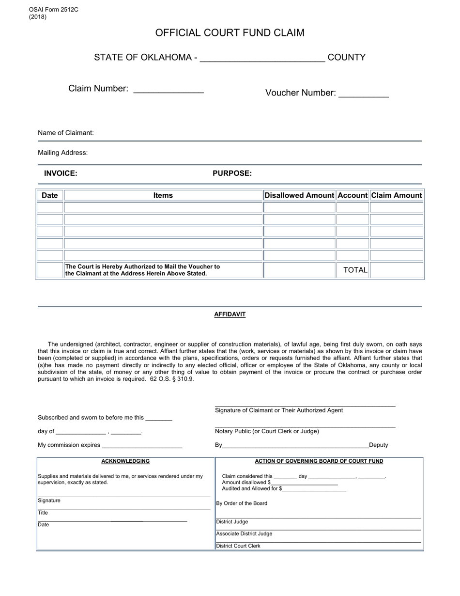 OSAI Form 2512C - Fill Out, Sign Online and Download Fillable PDF ...