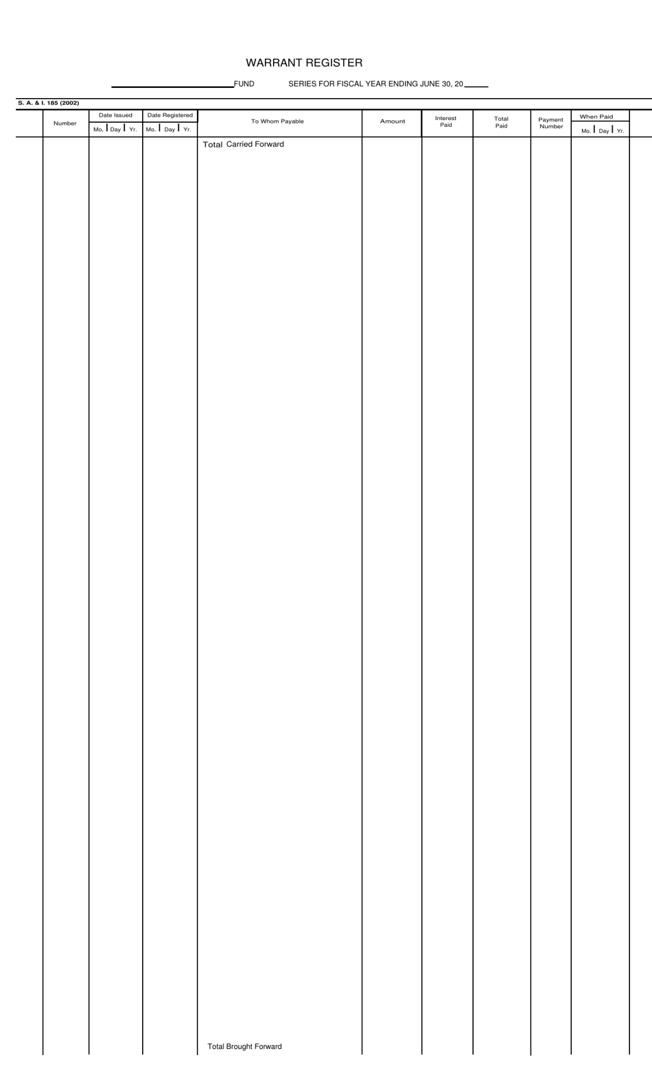 Form S.A.& I.185 - Fill Out, Sign Online and Download Fillable PDF ...
