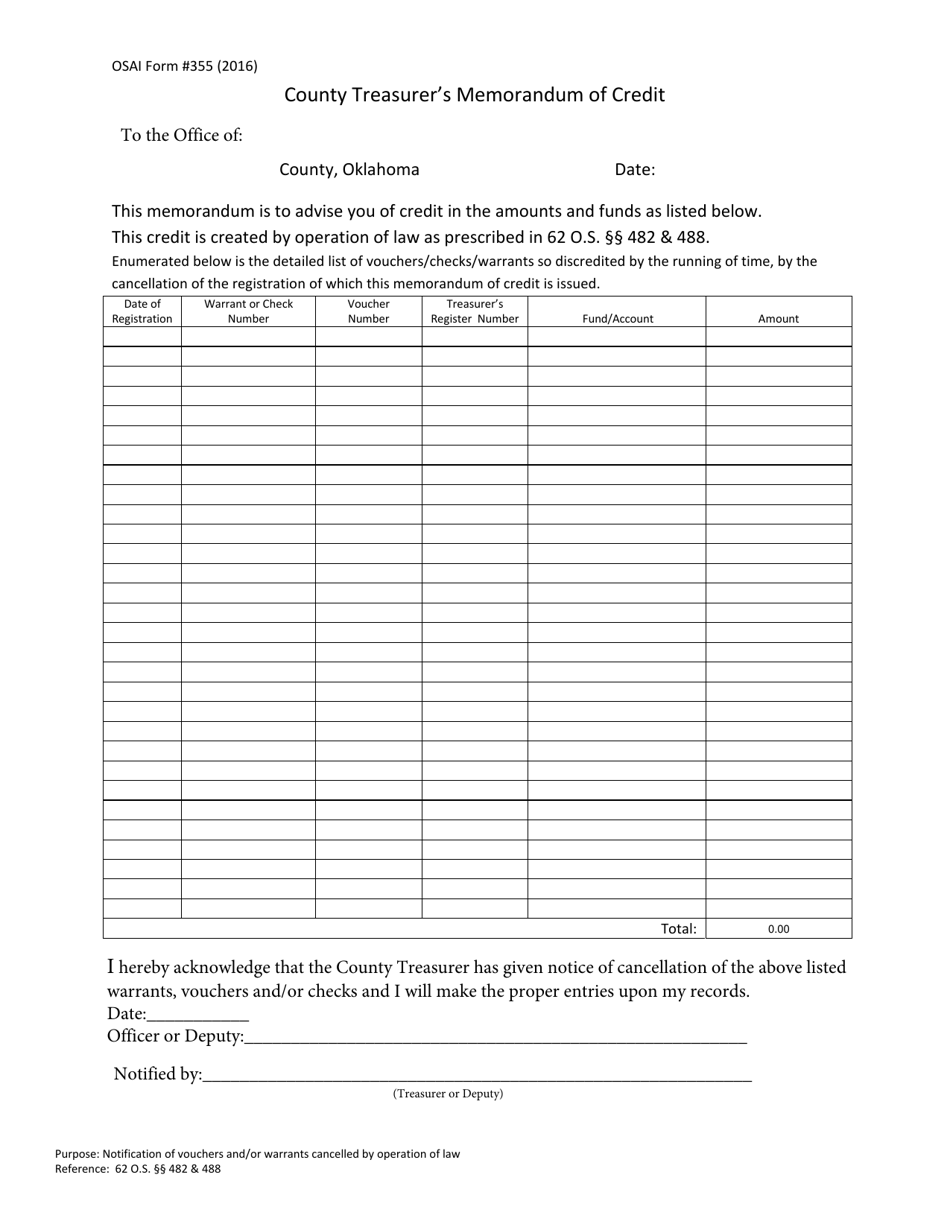 OSAI Form 355 - Fill Out, Sign Online and Download Fillable PDF ...