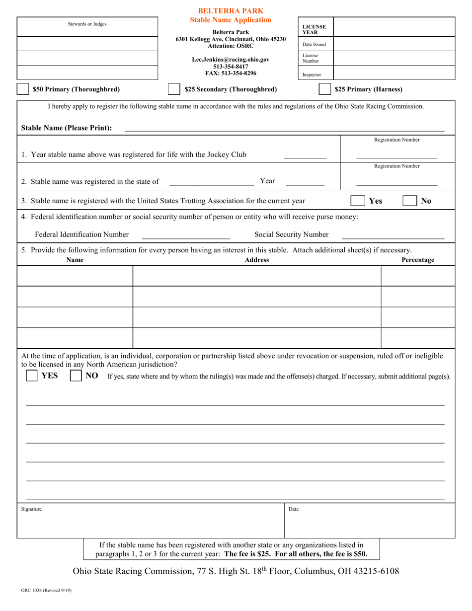ORC Form 1038 - Fill Out, Sign Online and Download Printable PDF, Ohio ...