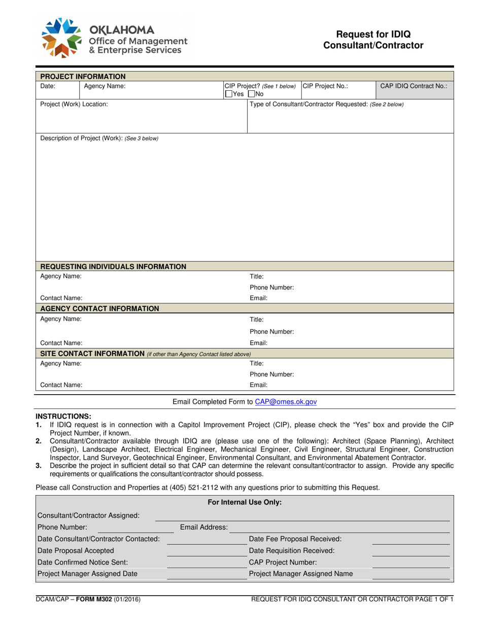 Form M302 - Fill Out, Sign Online and Download Fillable PDF, Oklahoma ...