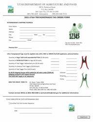 2023 Utah Utah Trichomoniasis Tag Order Form Download Fillable PDF | Templateroller