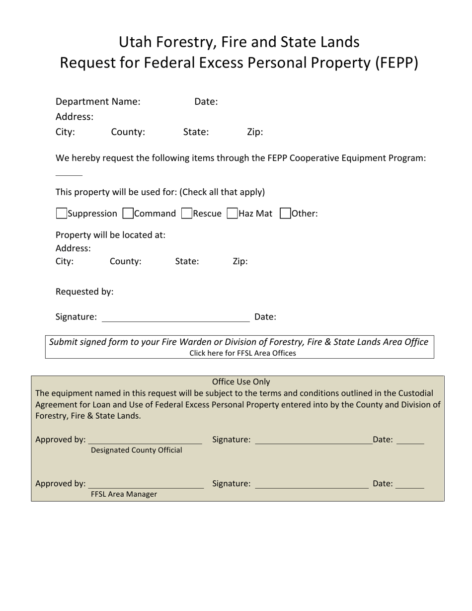 Utah Request for Federal Excess Personal Property (Fepp) - Fill Out ...