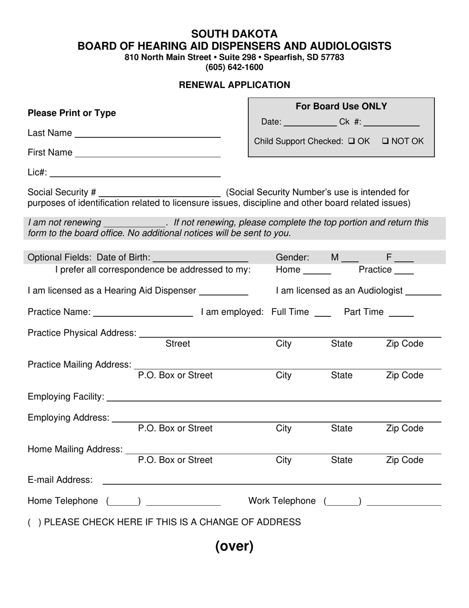 South Dakota Renewal Application - Fill Out, Sign Online and Download PDF | Templateroller